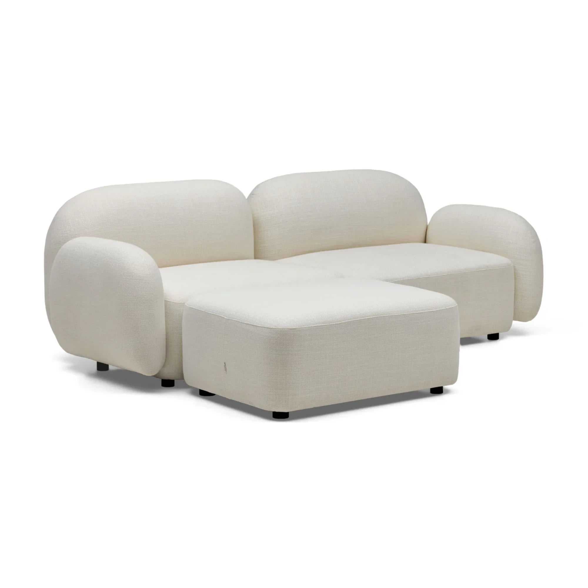 Oslo Modular Sofa Frosted Ivory 2 Seat with Ottoman – Nismaaya Decor