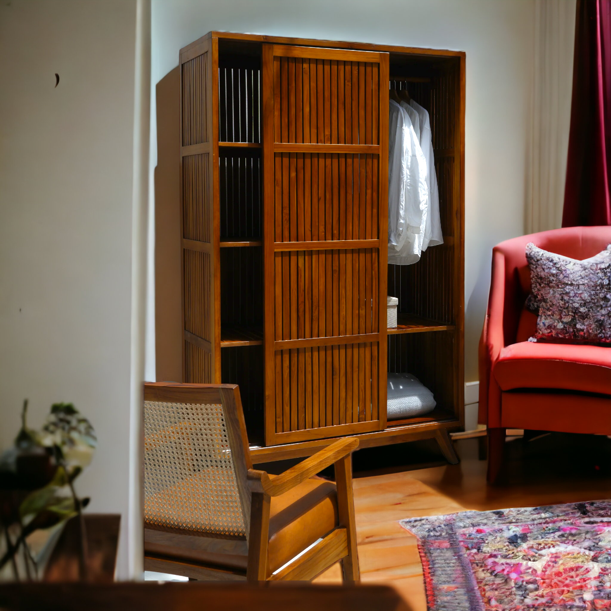 Nismaaya Ender Teak Wood Cupboard – nismaayadecor