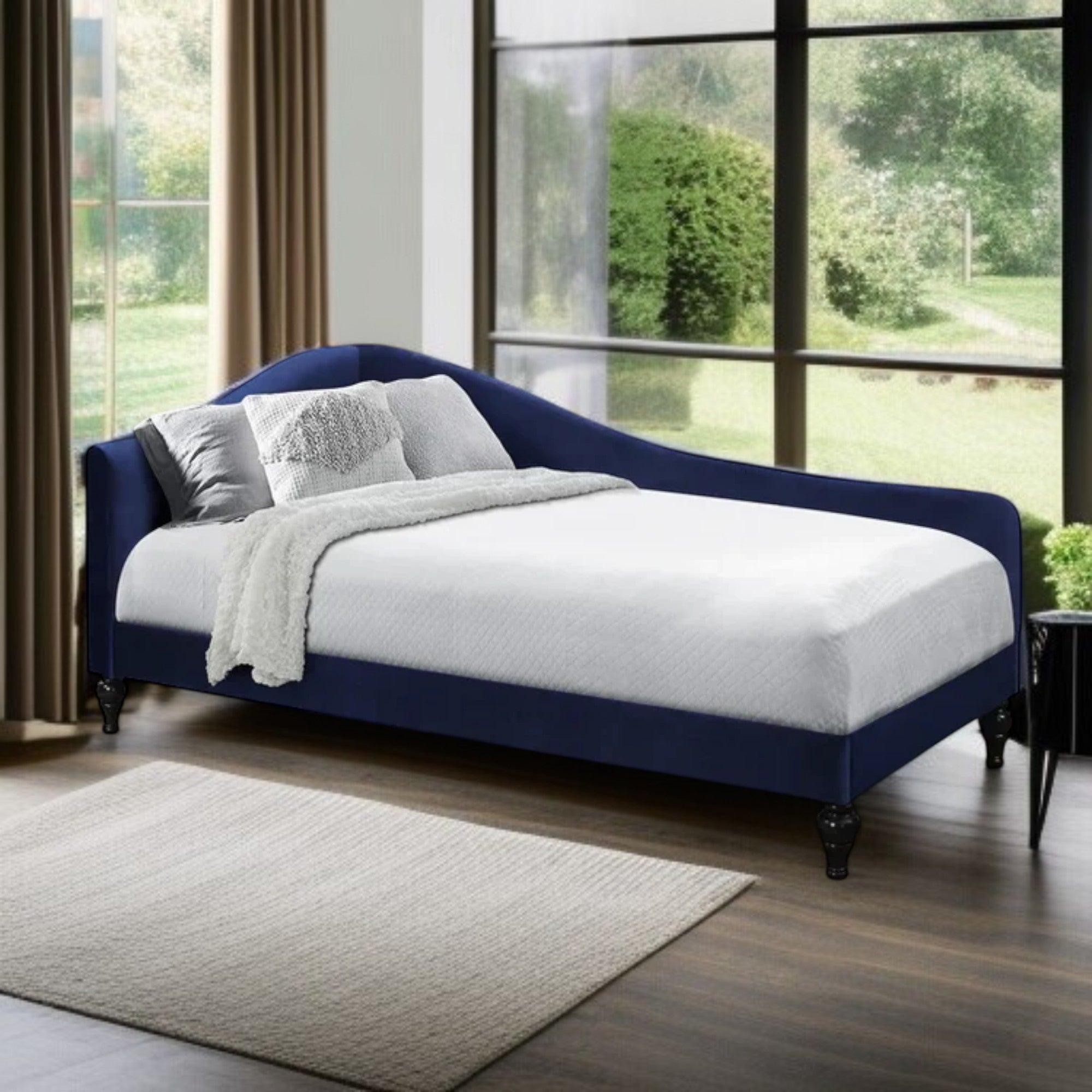 Adouer Wood Solid Wood Frame Upholstered Divan (Day Bed) – Nismaaya Decor