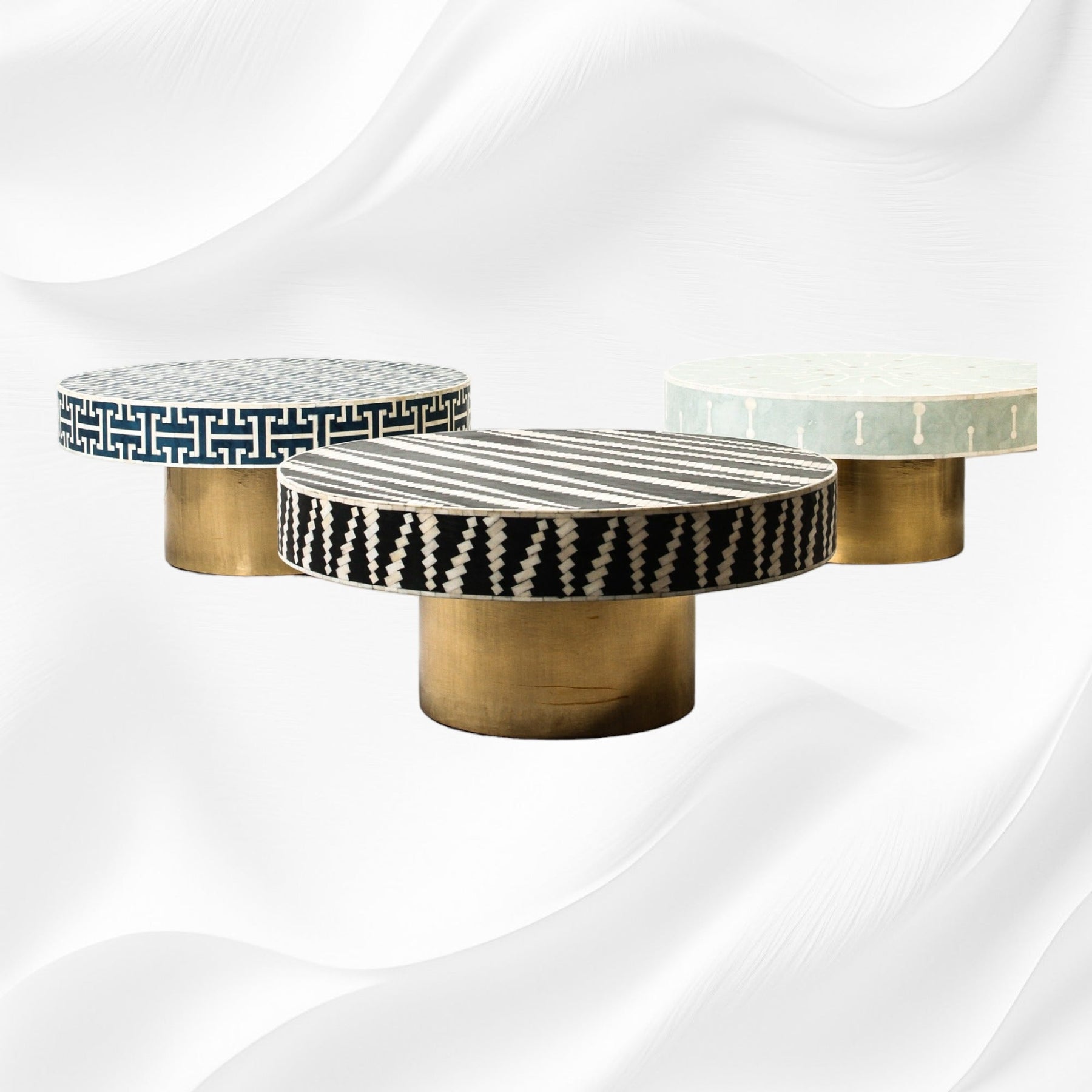 Tetris Bone Inlay Coffee Table Indigo – Nismaaya Decor