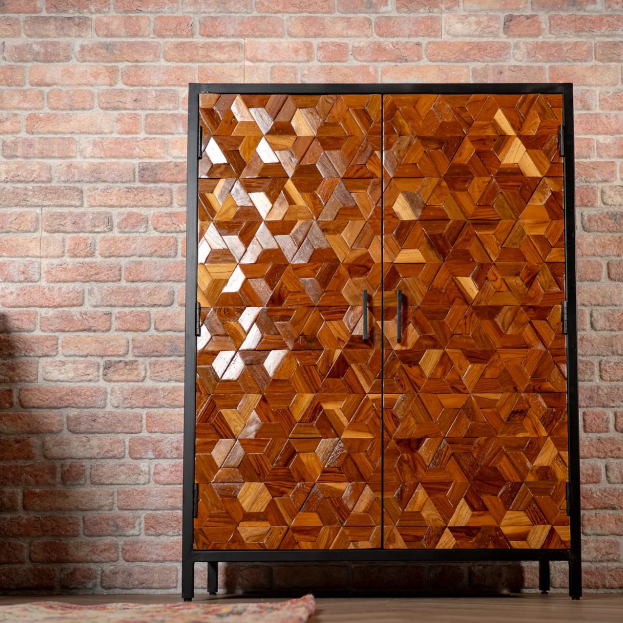 Shop Woodcraft Solid Old Recycled Teak and Acacia Highboard Bar Cabinet ...