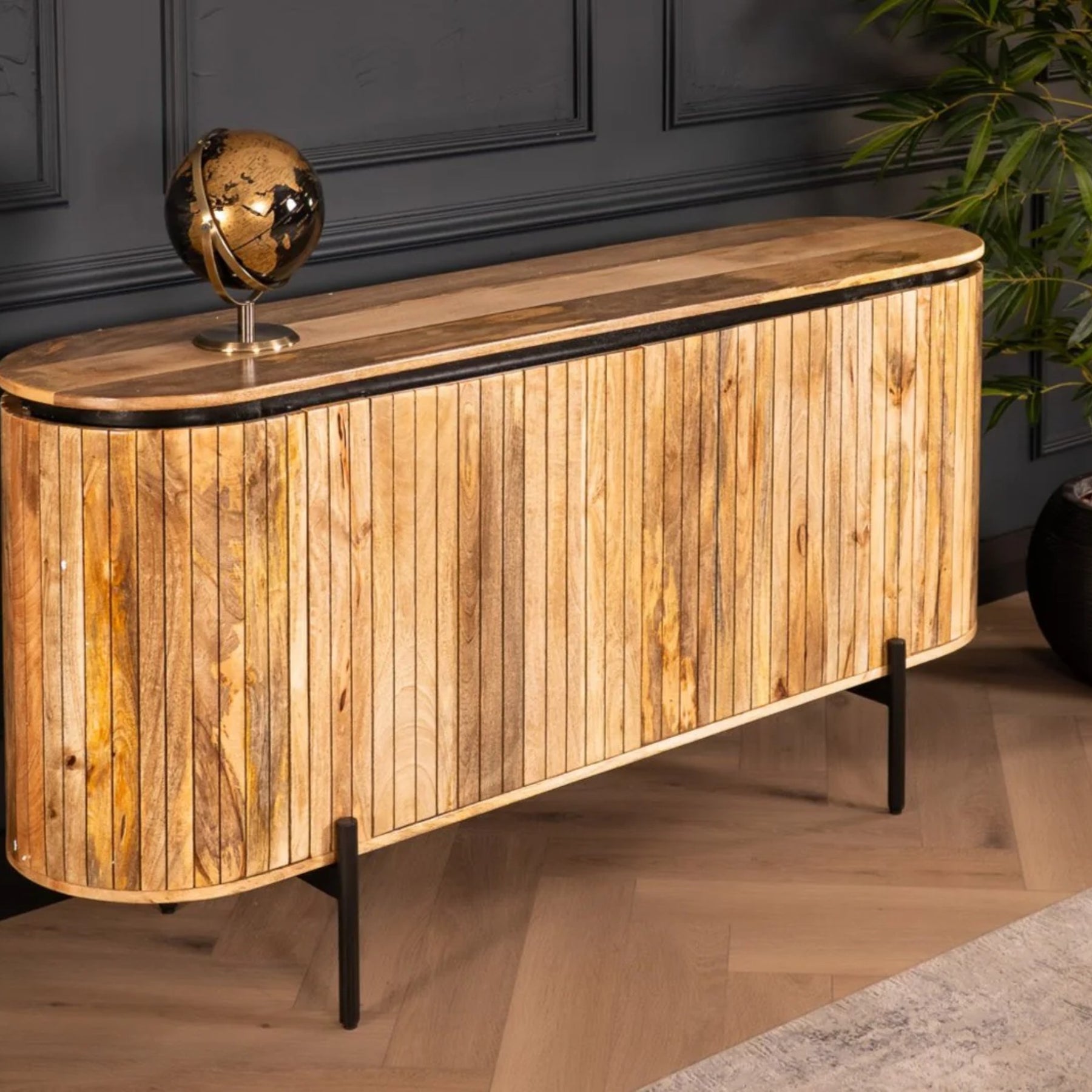Shop Flute Art Deco Design Solid Mango Wood 4 Doors Sideboard ...