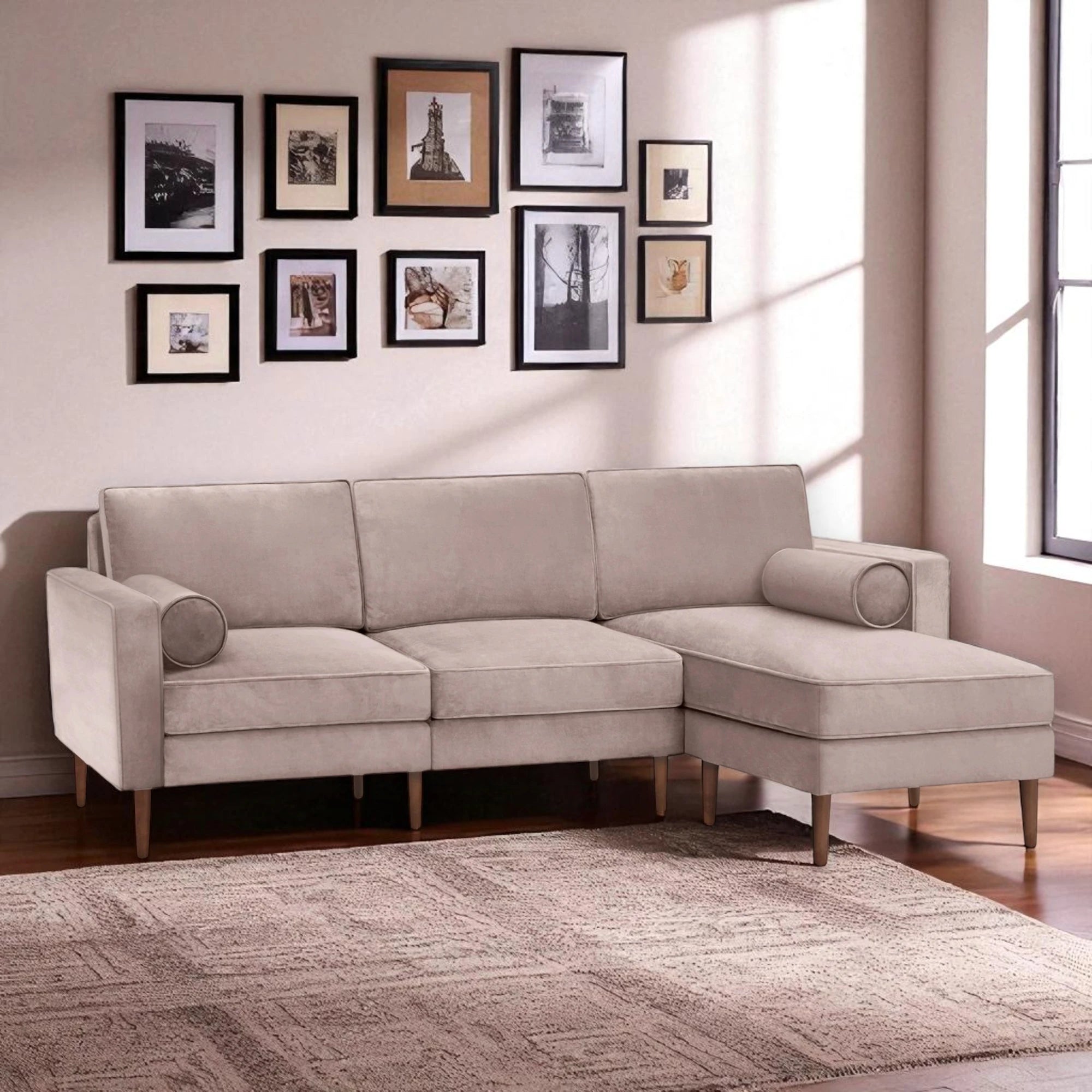 Nismaaya Candace Velvet L Shape Sofa Blush Pink – Nismaaya Decor