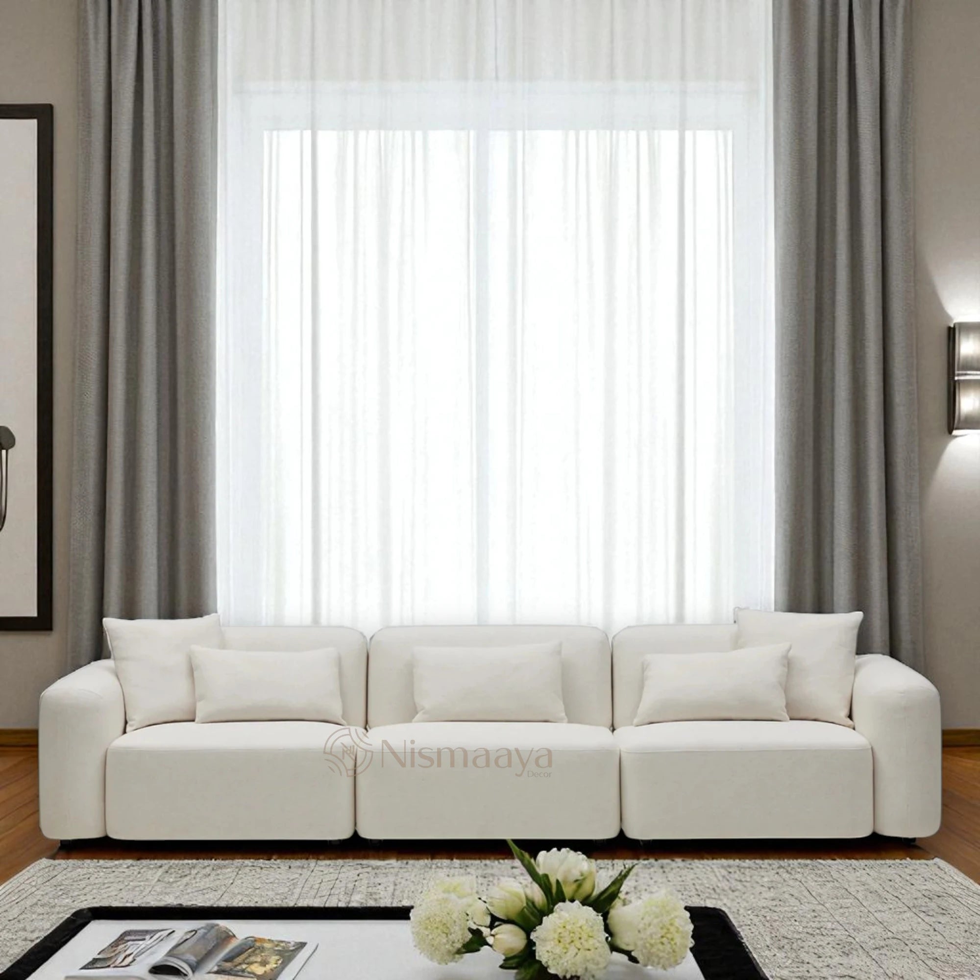 Nismaaya Pascal Modular Sofa Ivory White 3 Seater – Nismaaya Decor