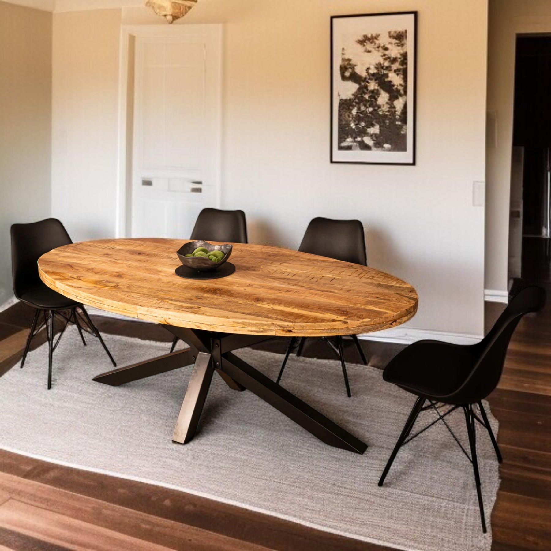 Nismaaya Spider Pedestal Design Oval Dining Table with Black Spider Le ...