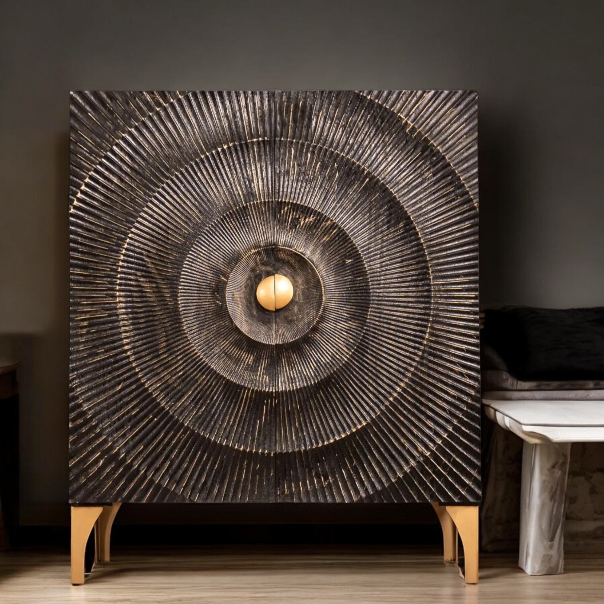 Buy Sunset Handmade Solid Mango Wood Highboard Black In Rustic Finish ...