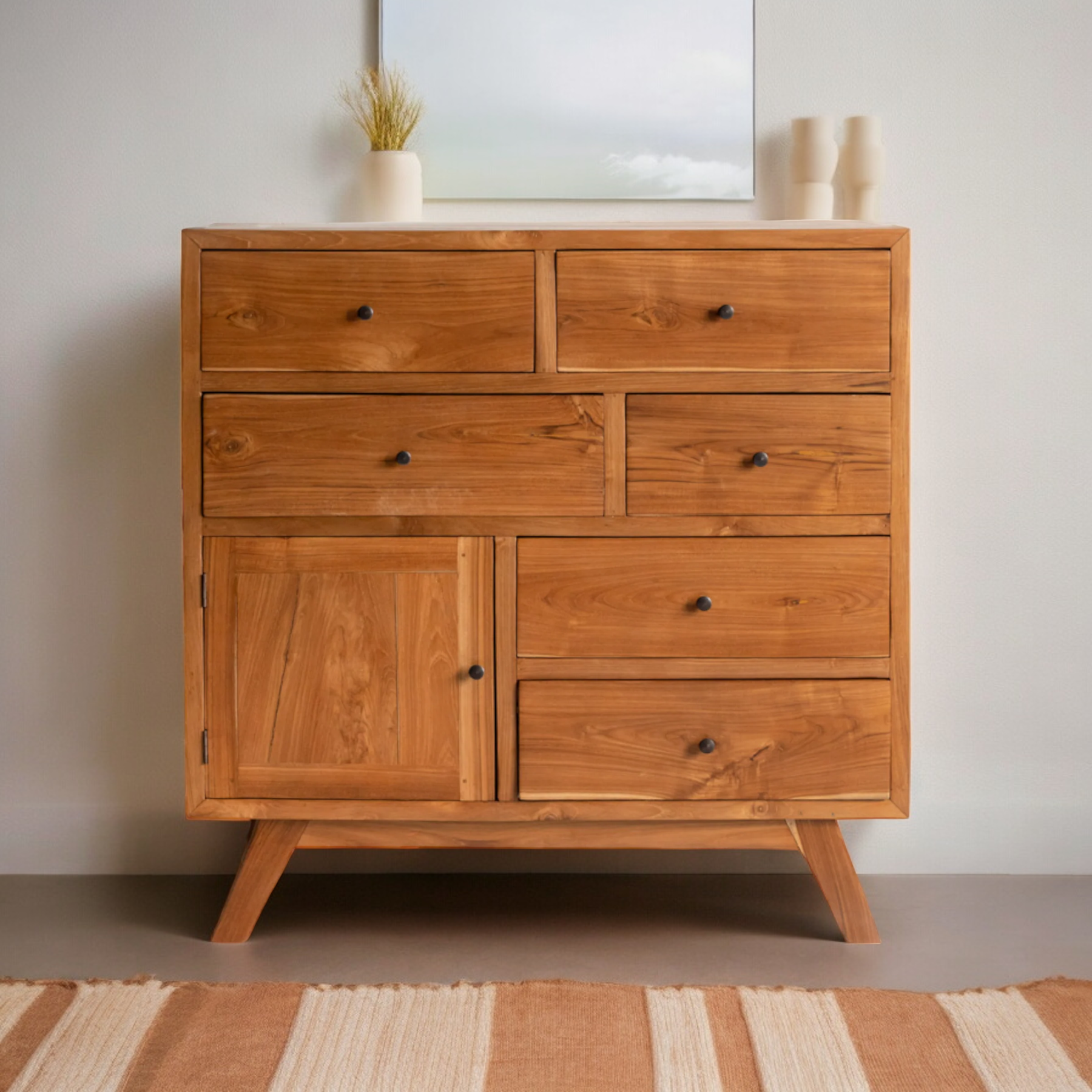 Bronia Solid Teak Wood Chest Of 7 Drawers – Nismaaya Decor
