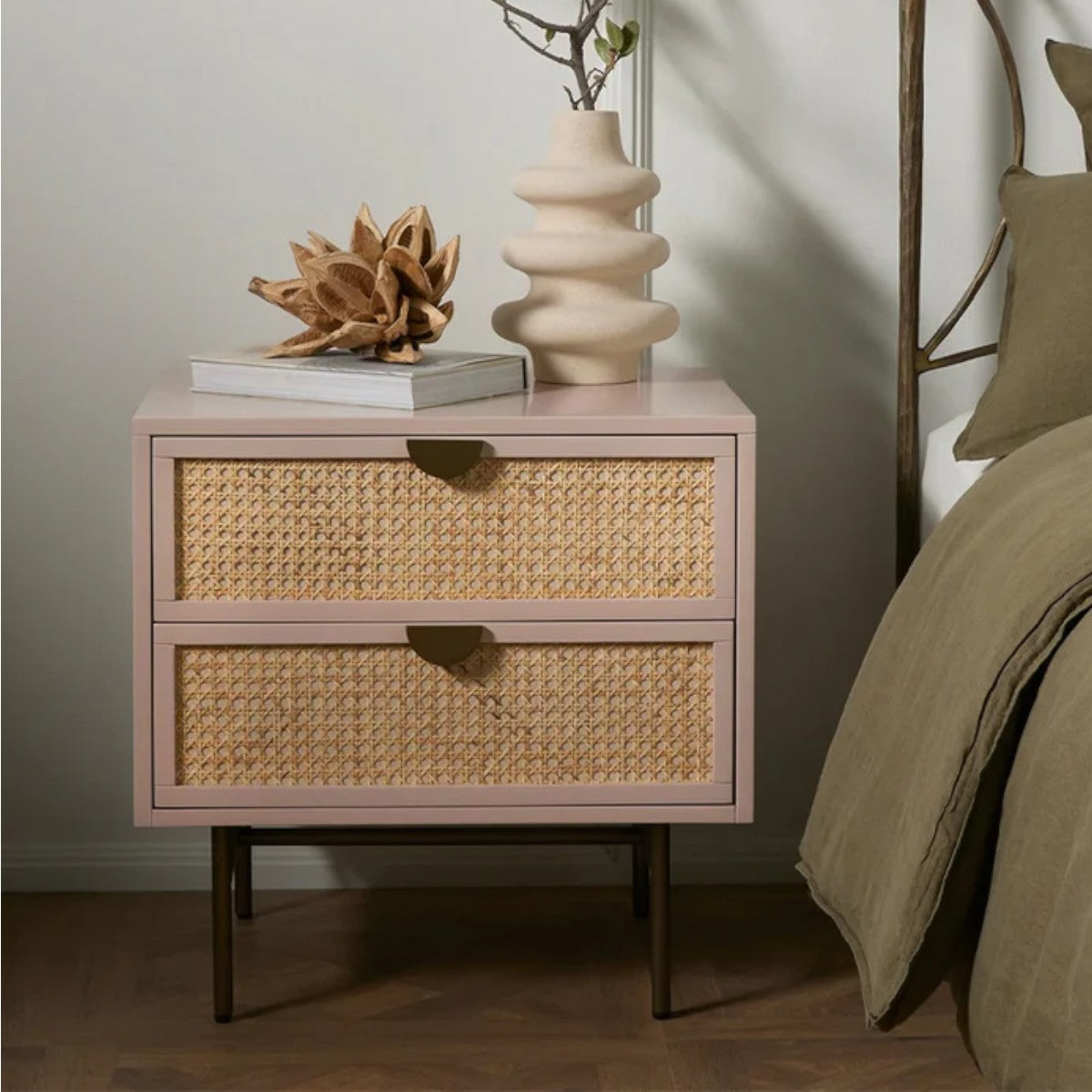 Groot Solid Mango Wood & Rattan Bedside – Nismaaya Decor