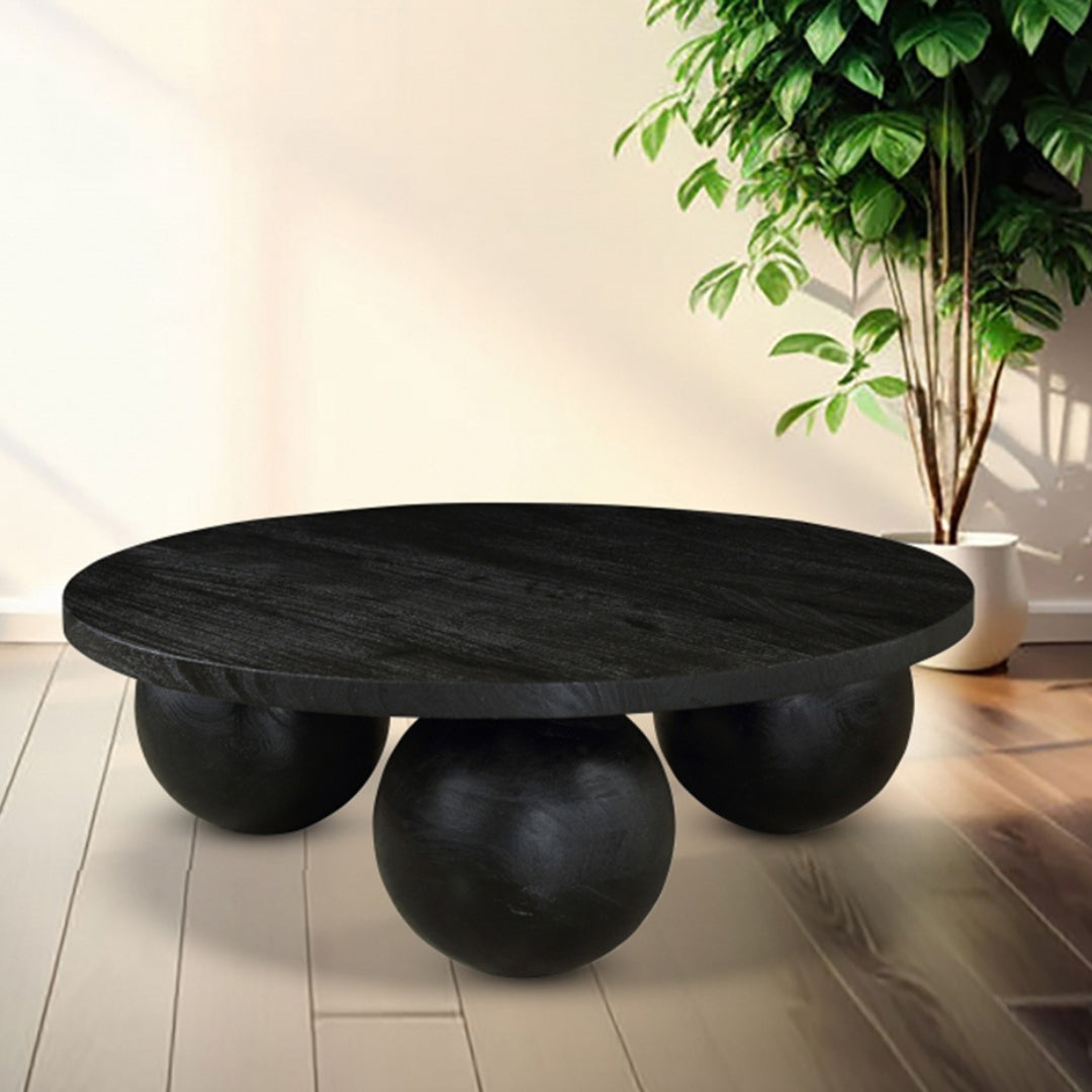 Jerrin Solid Mango Wood Round Coffee Table – Nismaaya Decor