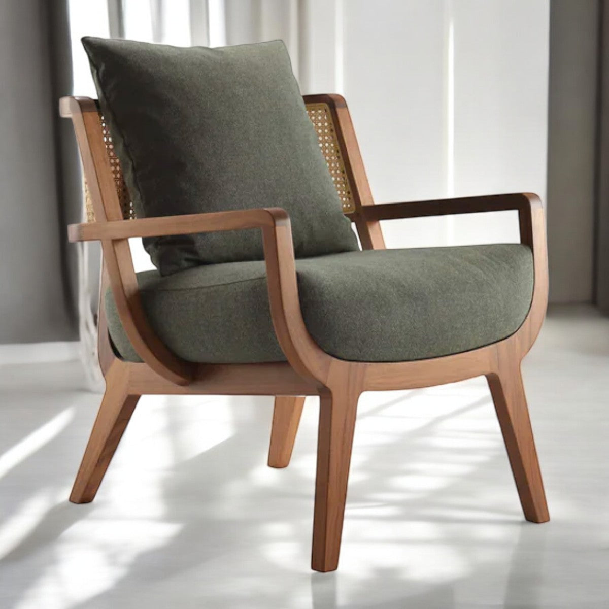 Malini Solid Teak Wood & Rattan Lounge Chair – Nismaaya Decor