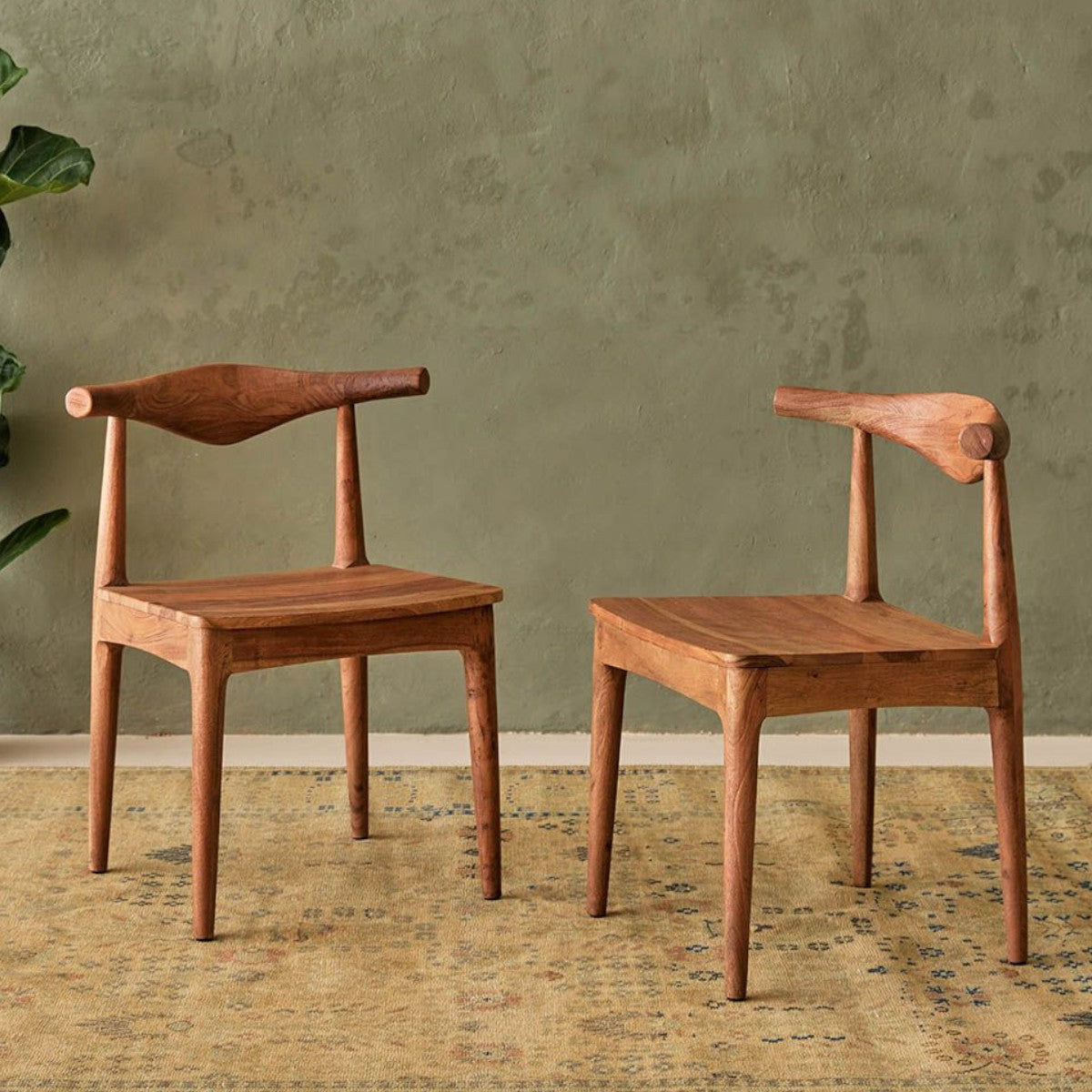 Buy Nick Solid Acacia Wood Dining Chair In Natural Oiled Finish By ...