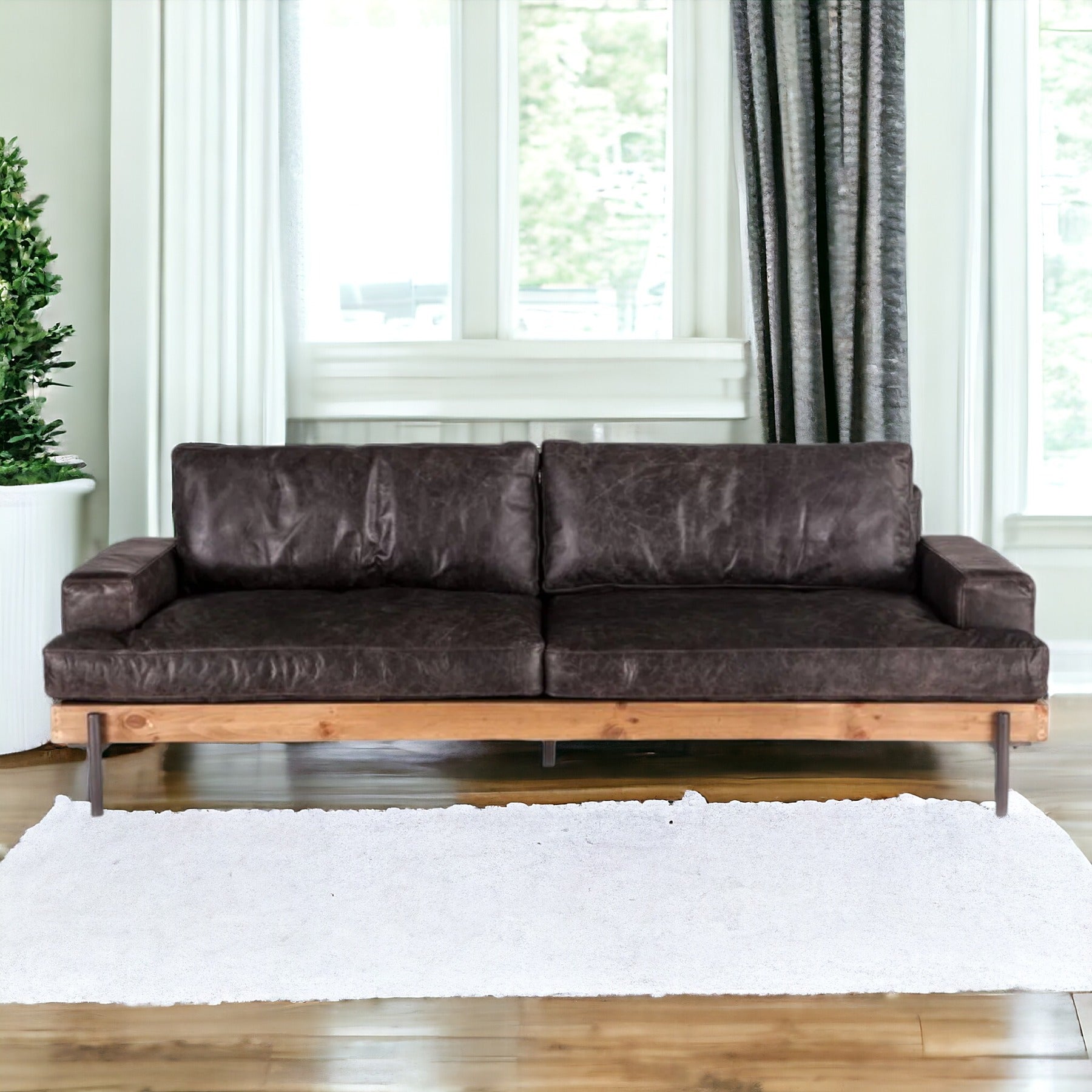 Aelle 2 Seater Leather Sofa Black – Nismaaya Decor