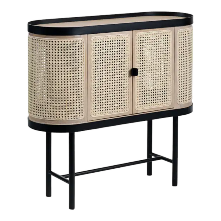 Genie Bar Cabinet Teak Wood & Rattan – Nismaaya Decor