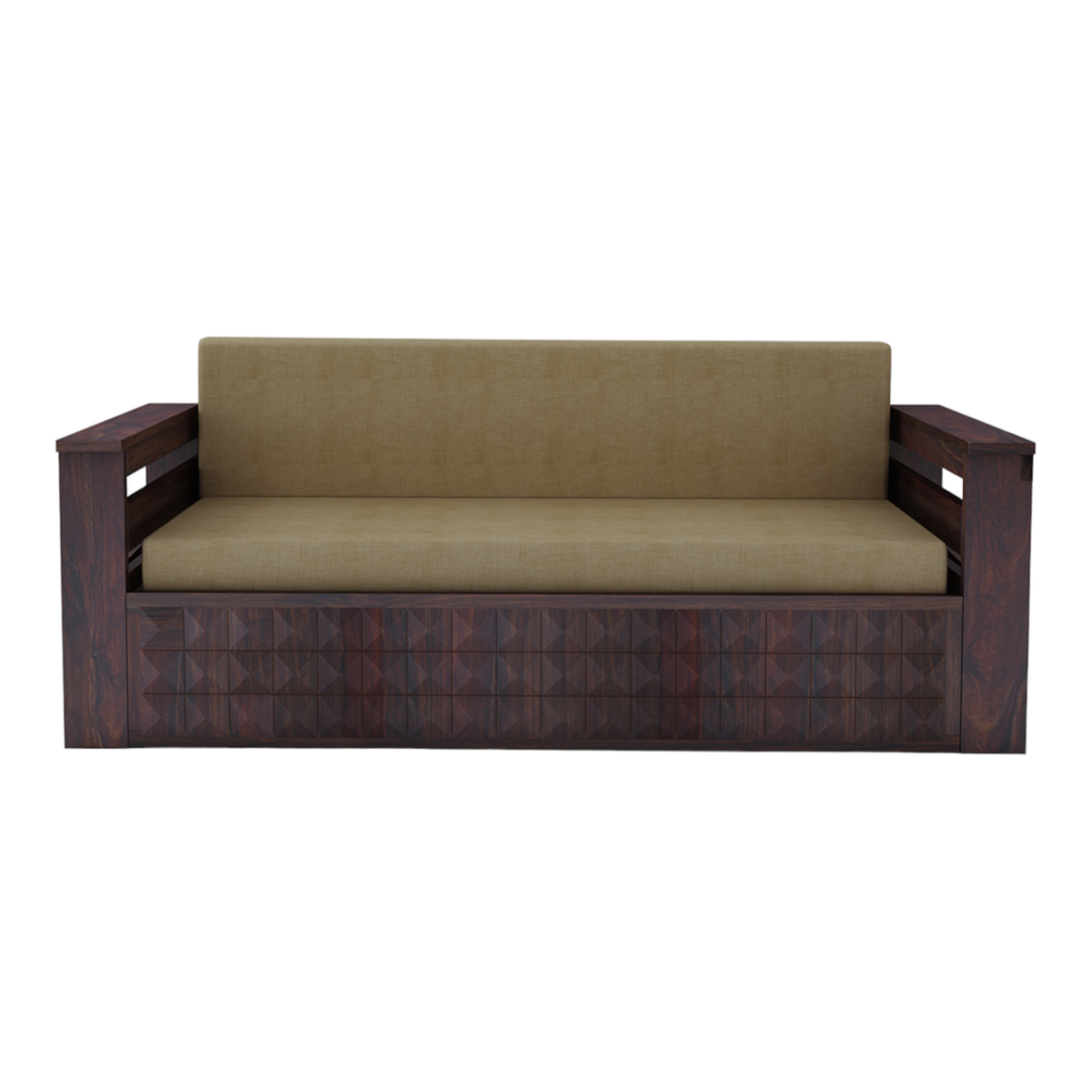 Buy RelaxiMax 3 Seater Sofa Cum Bed Sheesham Wood In Walnut Finish ...