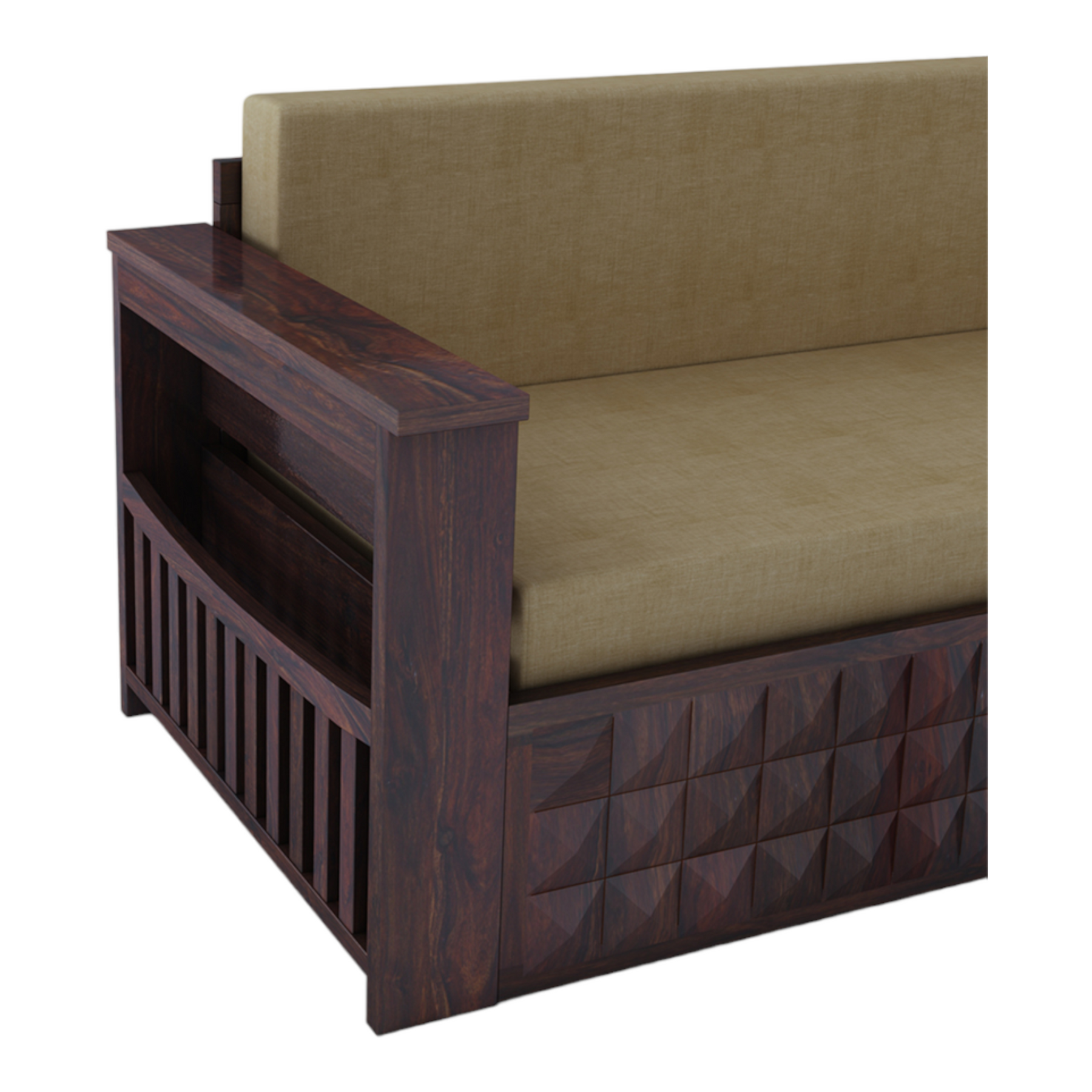 Buy RelaxiMax 3 Seater Sofa Cum Bed Sheesham Wood In Walnut Finish ...