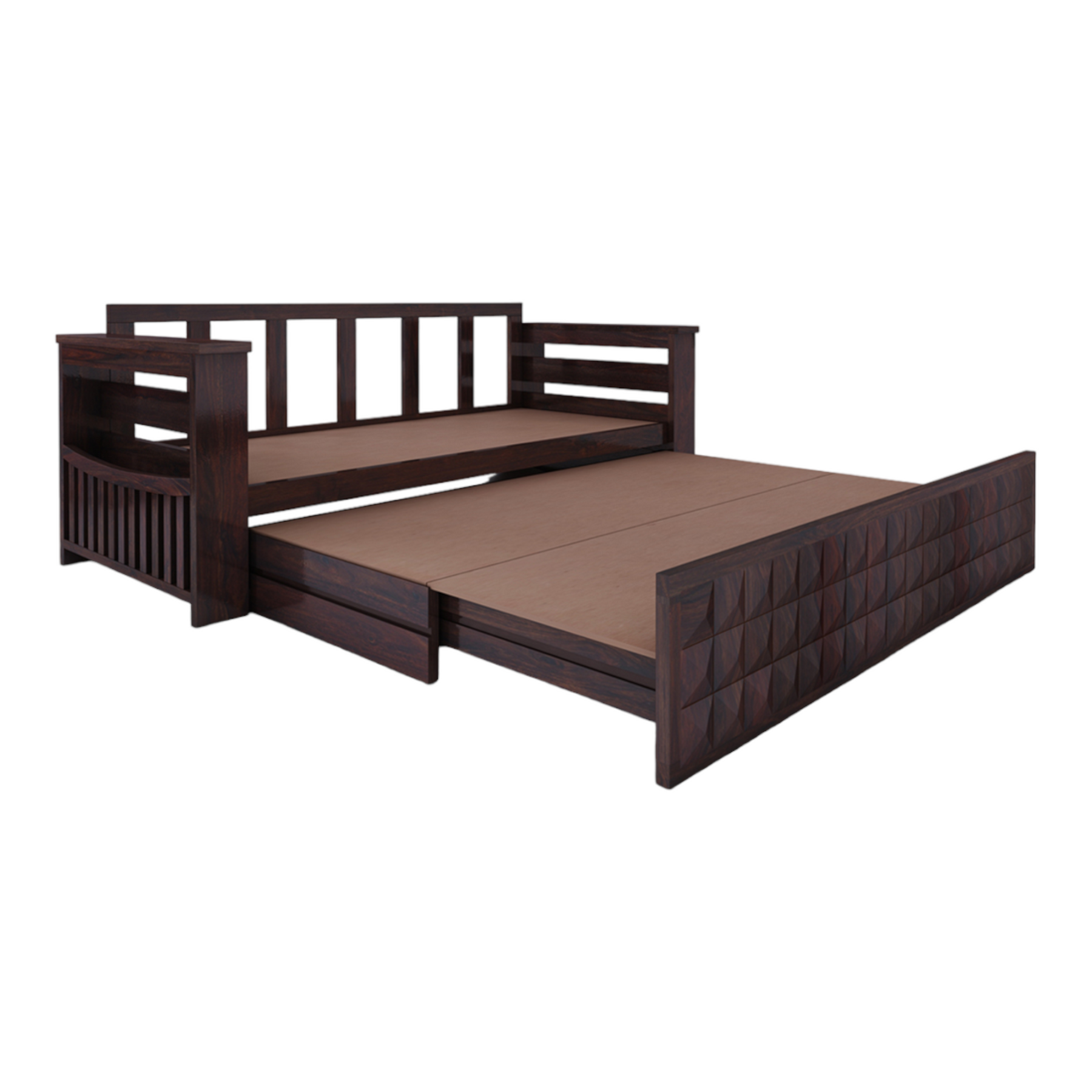 Buy RelaxiMax 3 Seater Sofa Cum Bed Sheesham Wood In Walnut Finish ...