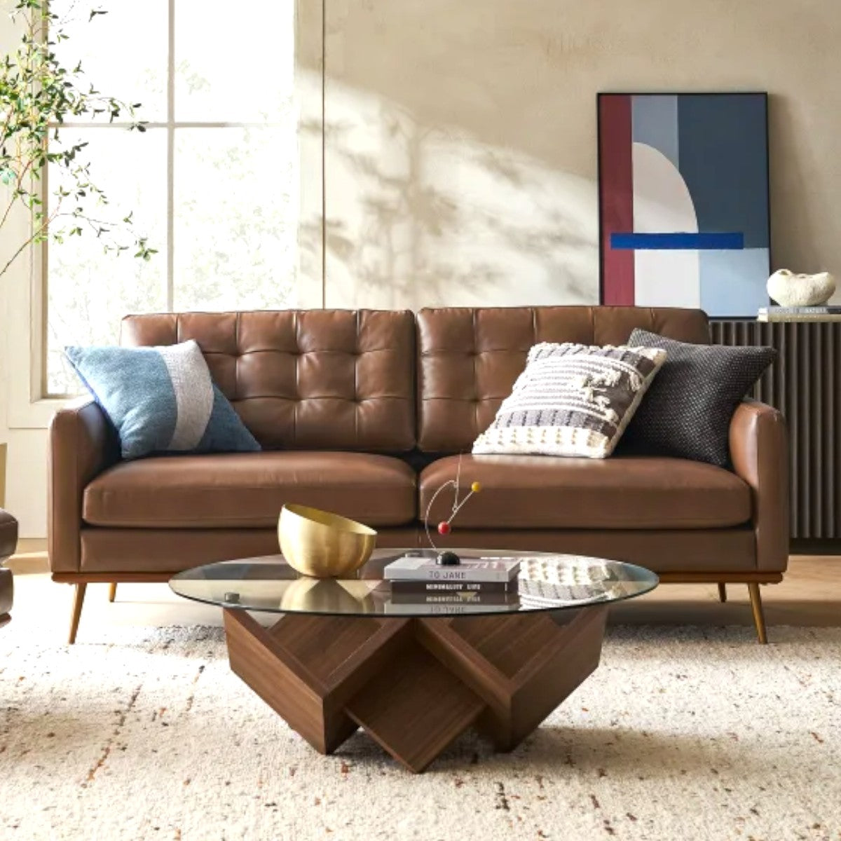 Buy Patrick Leather 3 Seater Sofa - Nismaaya Decor