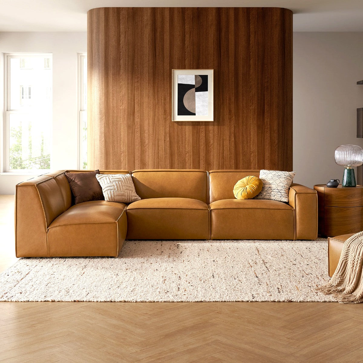 Pavlos Leather L Shape Sofa – Nismaaya Decor