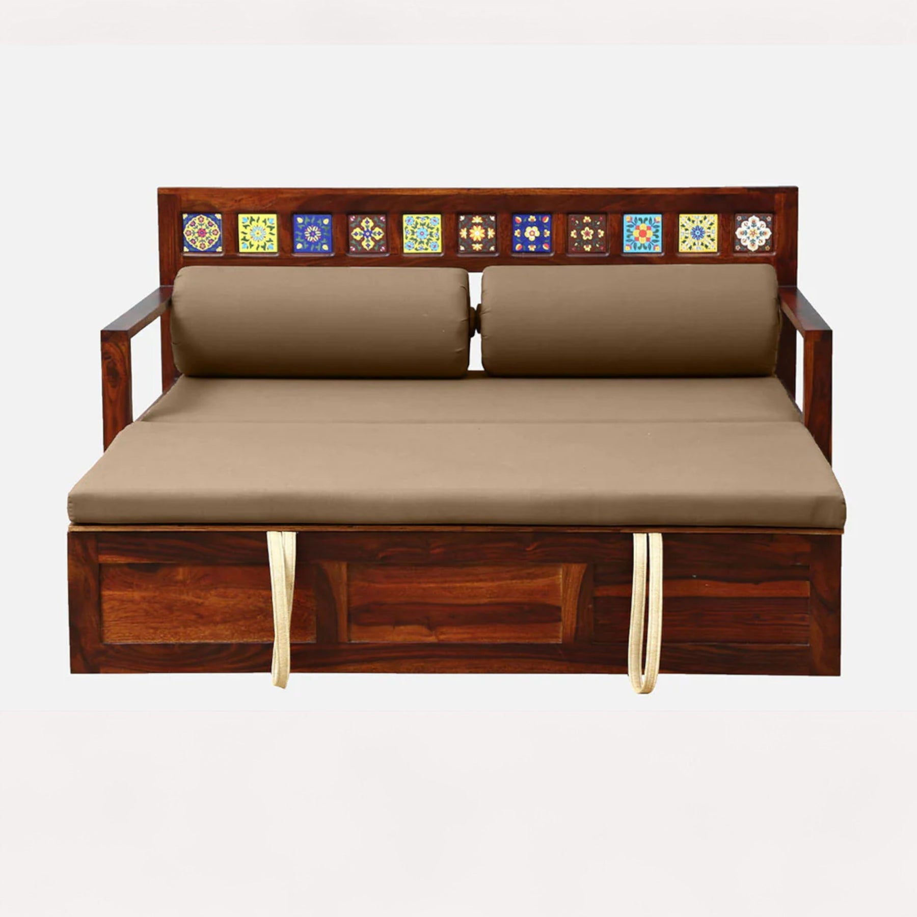 Nismaaya Classic Old Look Sheesham Wood Pull Out Sofa Cum Bed ...