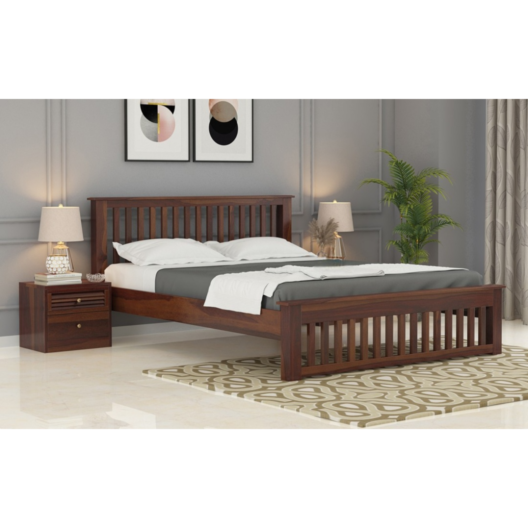 Nismaaya Mahkah Sheesham Wood Bed Without Storage – Nismaaya Decor